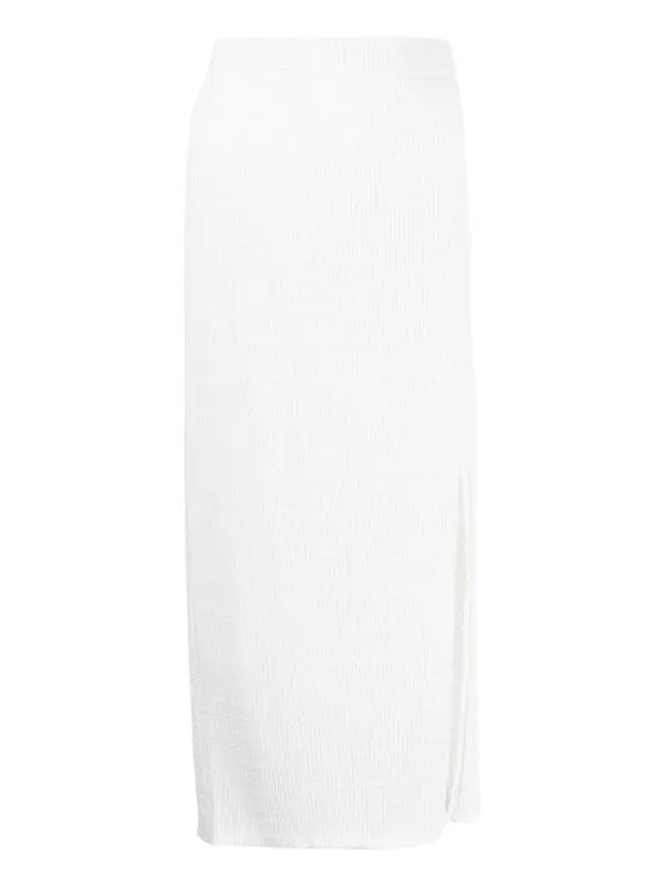 GOODIOUS Ribbed Knit Maxi Skirt - White