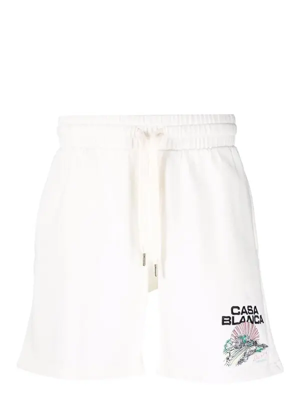 Casablanca Embroidered Logo Sweat Shorts - White