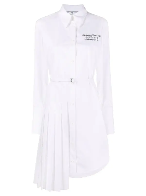 Off-White Popeline Asymmetric Shirt Dress - Black