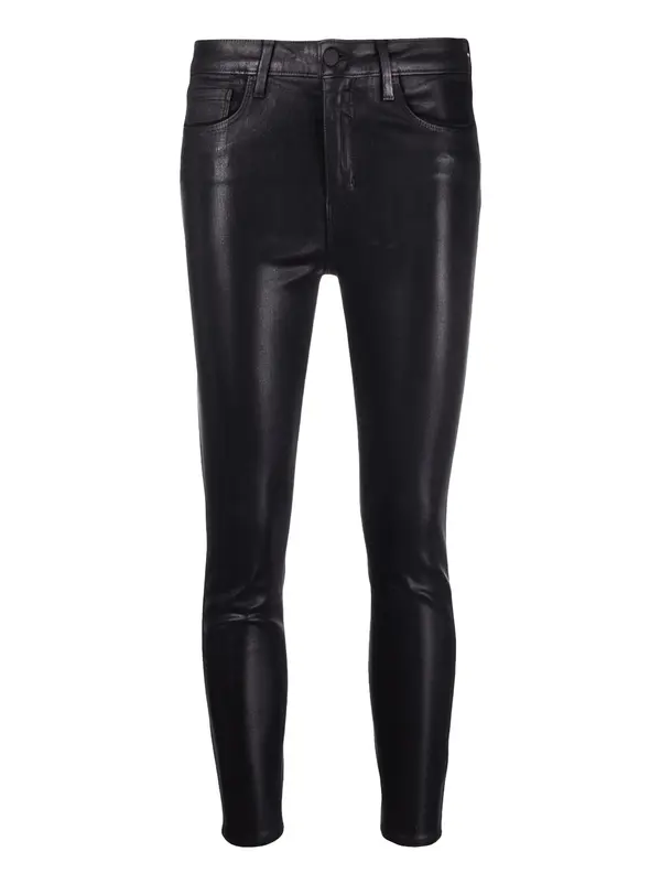 L'Agence Coated Skinny Trousers - Black
