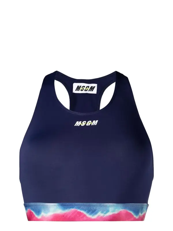 MSGM Tie-dye Print Sports Bra - Blue