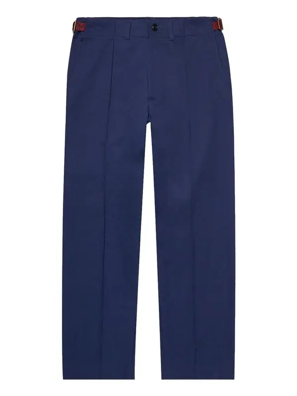 NICHOLAS DALEY Straight-leg Pleated Cotton-twill Trousers - Blue