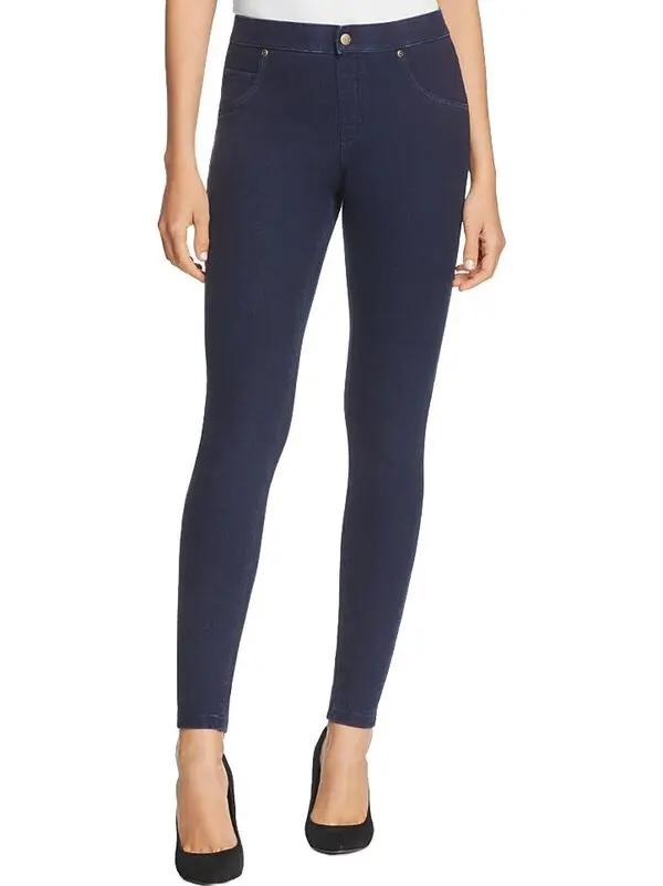 Hue Fleece-lined Denim Leggings - Ink Wash