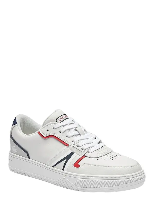 Lacoste L001 Color Blocked Lace Up Sneakers - White/navy/red
