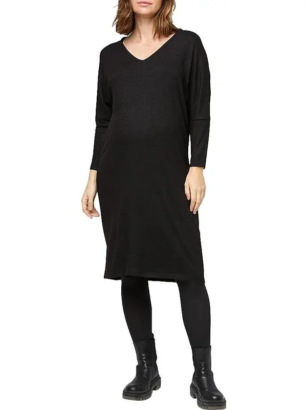 NOM MATERNITY Quinn Maternity Dress - Black Hacci