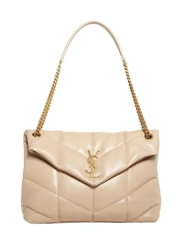 Saint Laurent Puffer Shoulder Bag - Beige/gold