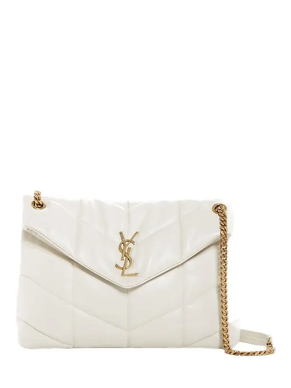 Saint Laurent Puffer Shoulder Bag - White/gold