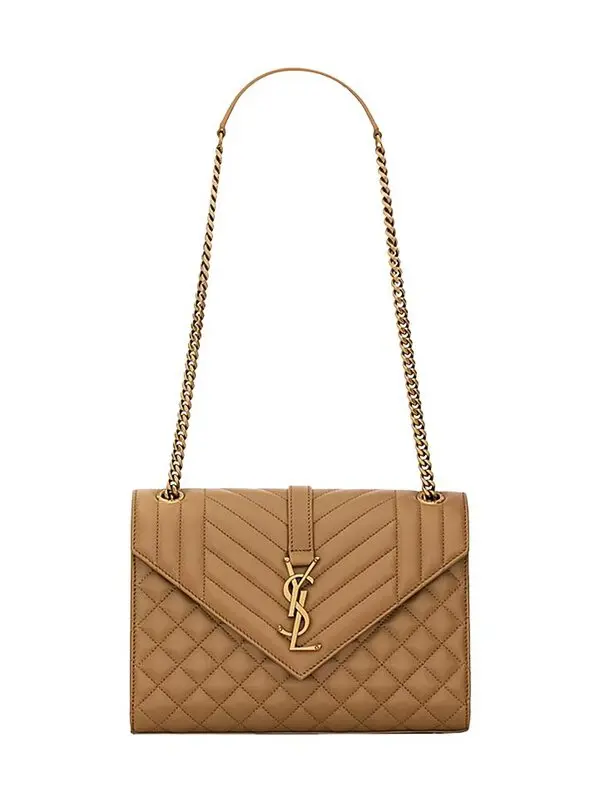 Saint Laurent Envelope Shoulder Bag - Dark Cork Lambskin/gold