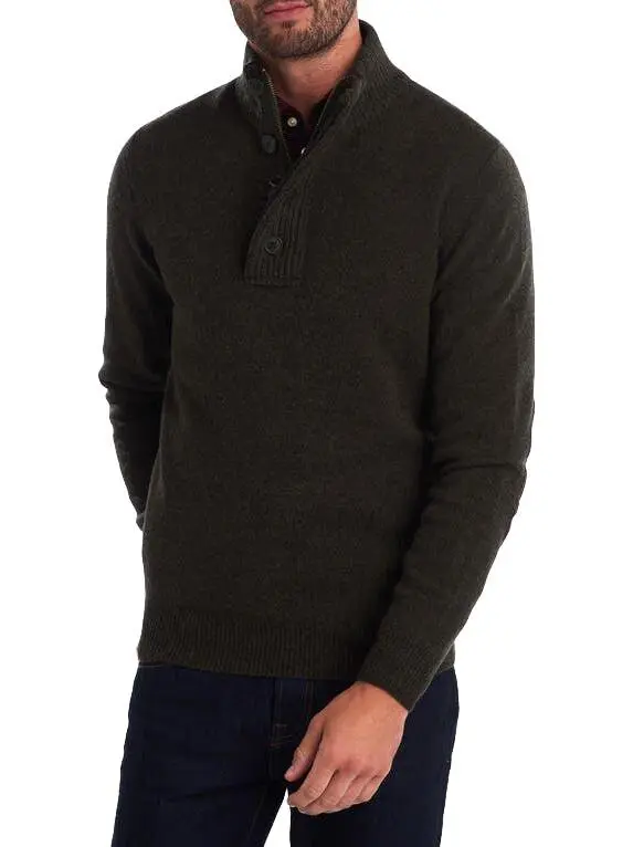 Barbour Patch Wool Quarter Zip Pullover - Seaweed