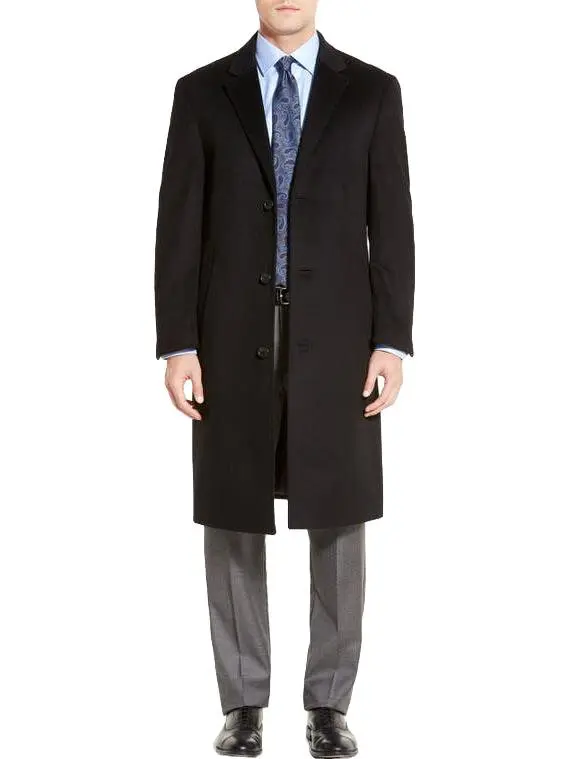 Hart Schaffner Marx Sheffield Classic Fit Wool & Cashmere Overcoat - Black
