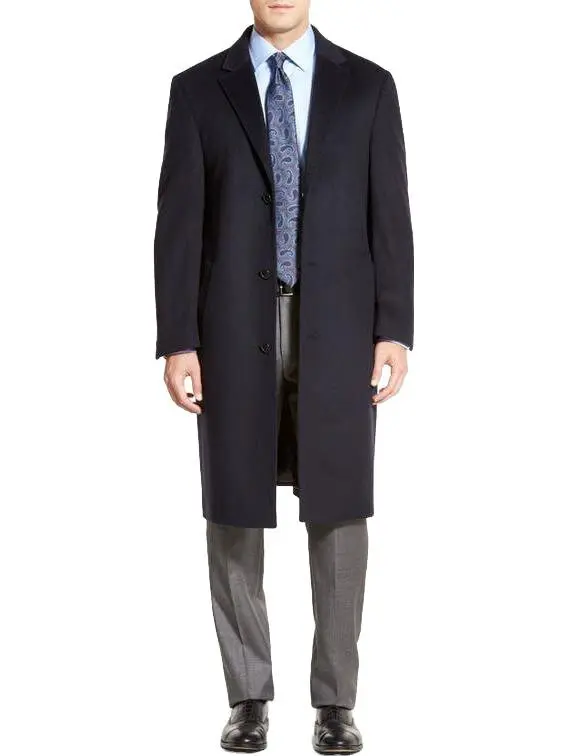 Hart Schaffner Marx Sheffield Classic Fit Wool & Cashmere Overcoat - Navy