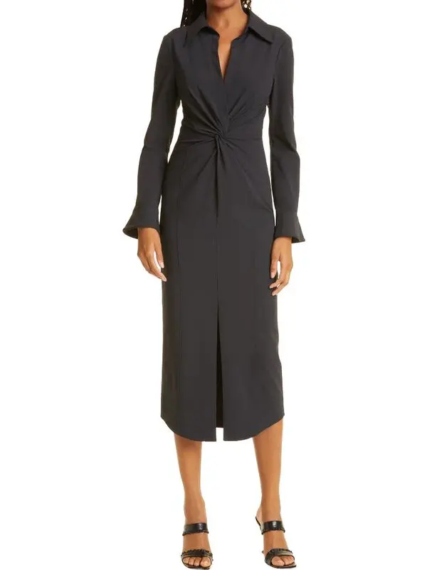 Cinq À Sept Mckenna Long Sleeve Midi Dress - Black