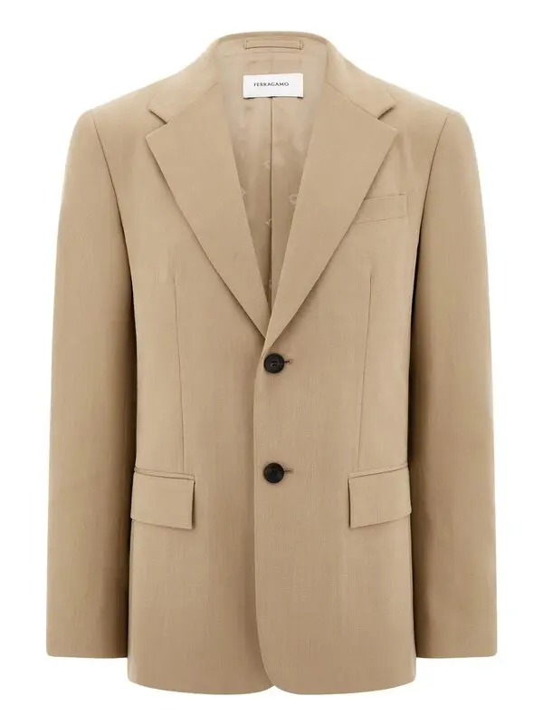 FERRAGAMO Single-breasted Blazer - Beige