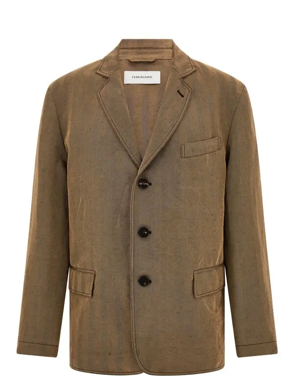 FERRAGAMO Single-breasted Blazer - Brown