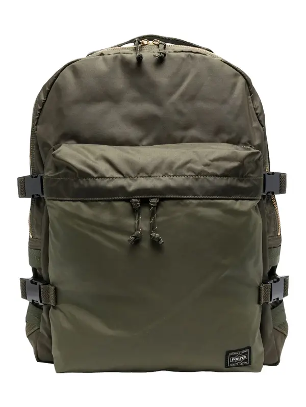 PORTER-YOSHIDA & CO Buckled Logo Patch Backpack - Green
