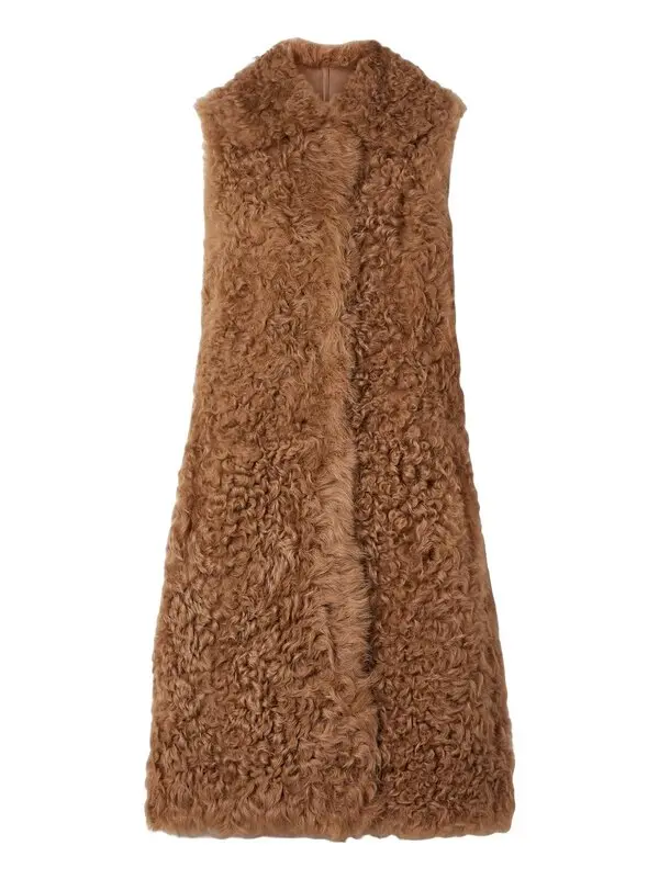 YVES SALOMON Longline Shearling Vest - Brown