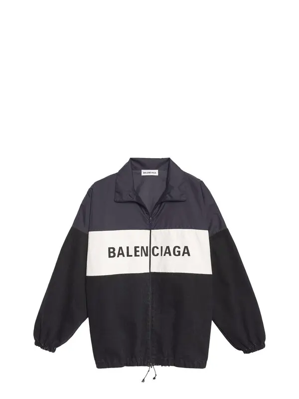 Balenciaga Logo Zip-up Track Jacket - Black
