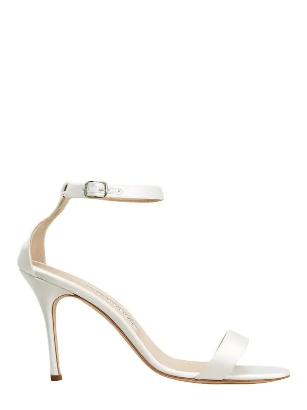 Manolo Blahnik Chaos Satin Stiletto Sandals - Cream