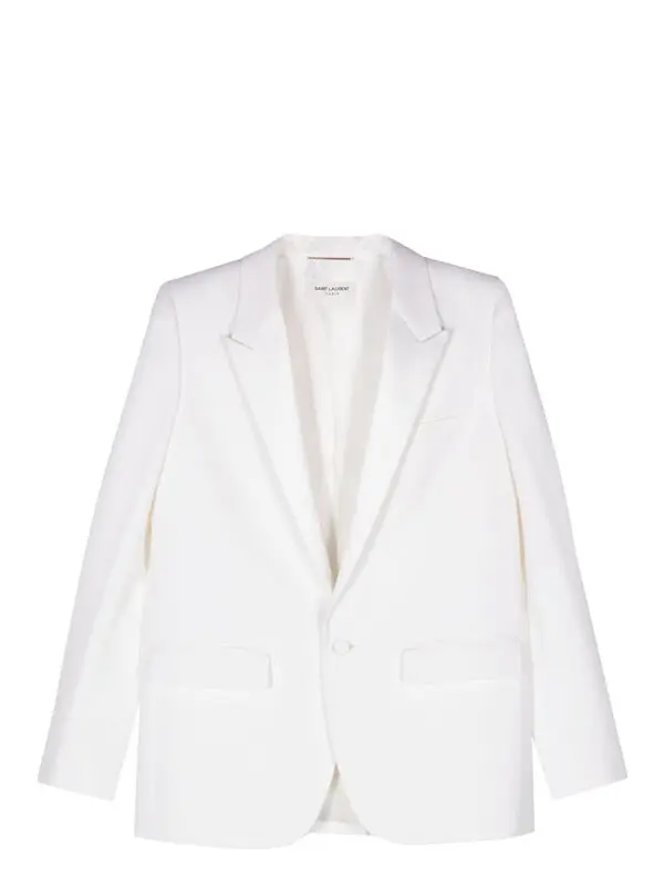 Saint Laurent Single-breasted Tuxedo Jacket - White