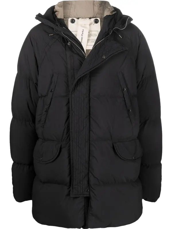 TEN C Hooded Padded Coat - Black