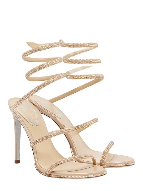 Rene Caovilla Embellished Leather Sandals - Beige