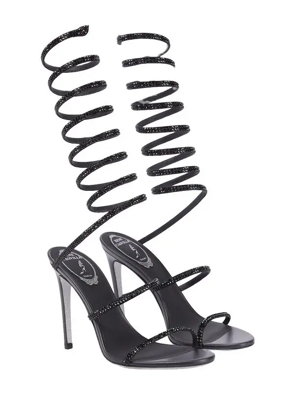 Rene Caovilla Embellished Leather Sandals - Black