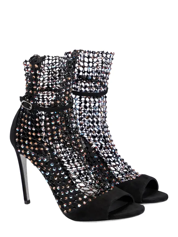 Rene Caovilla Galaxia Embellished Suede Sandals - Black