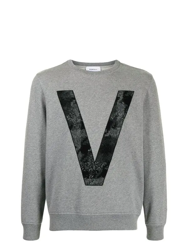 PORTS V Logo-appliqué Sweater - Grey