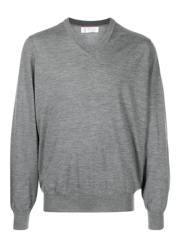 Brunello Cucinelli V-neck Wool-cashmere Jumper - Grey