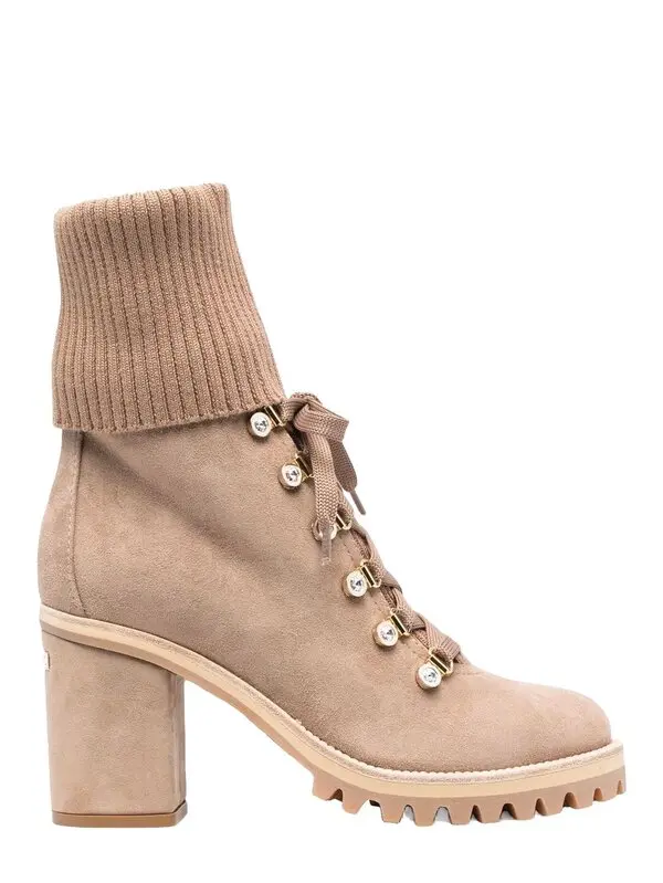 LE SILLA Ribbed-knit Edge Boots - Neutrals