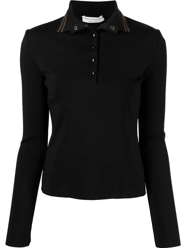 Philosophy Di Lorenzo Serafini Stretch Long-sleeve Polo - Black