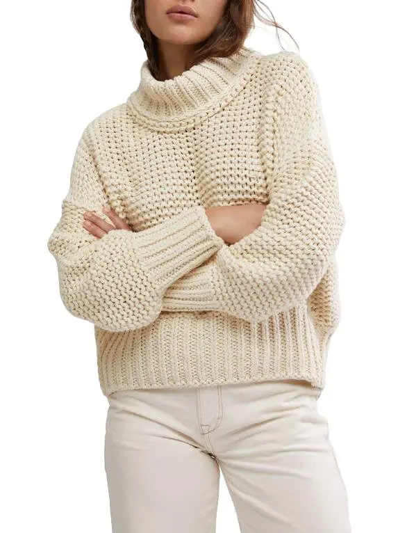 Free People Chunky Mock Neck Sweater - Ivory