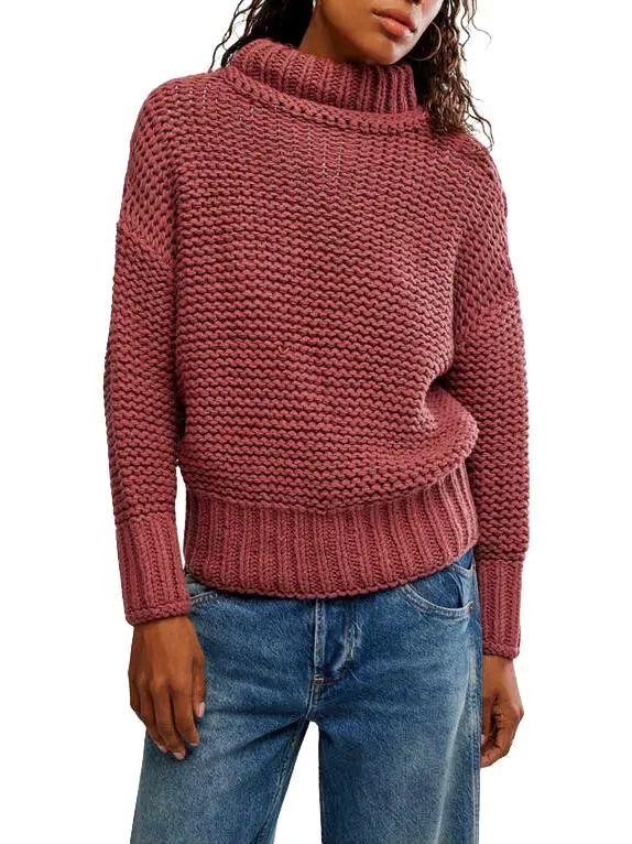 Free People Chunky Mock Neck Sweater - Marsala