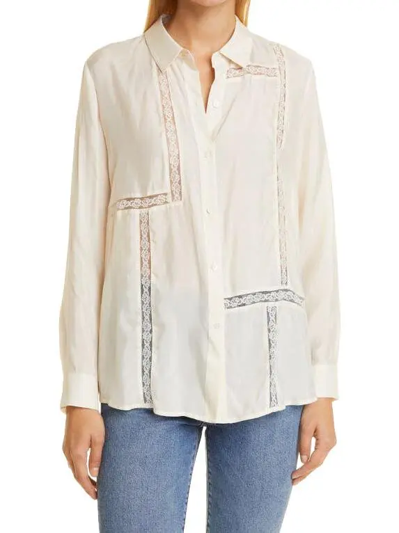 Rails Mona Lace Inset Tunic Blouse - White Sand