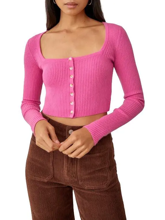 REFORMATION Cashmere Crop Cardigan - Snapdragon