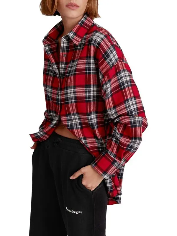 FAVORITE DAUGHTER The Ex-boyfriend Flannel Shirt - Red Plaid Multi