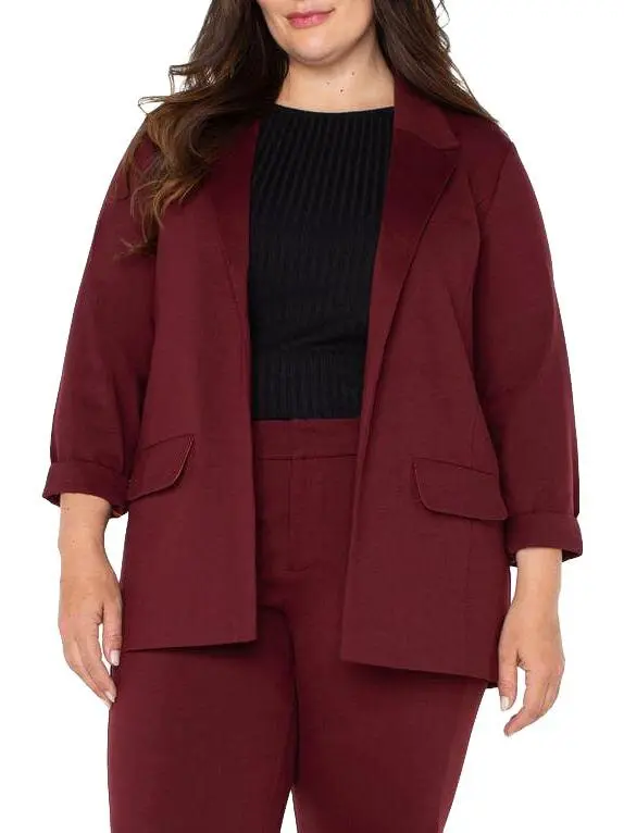 LIVERPOOL Boyfriend Ponte Knit Blazer - Bordeaux