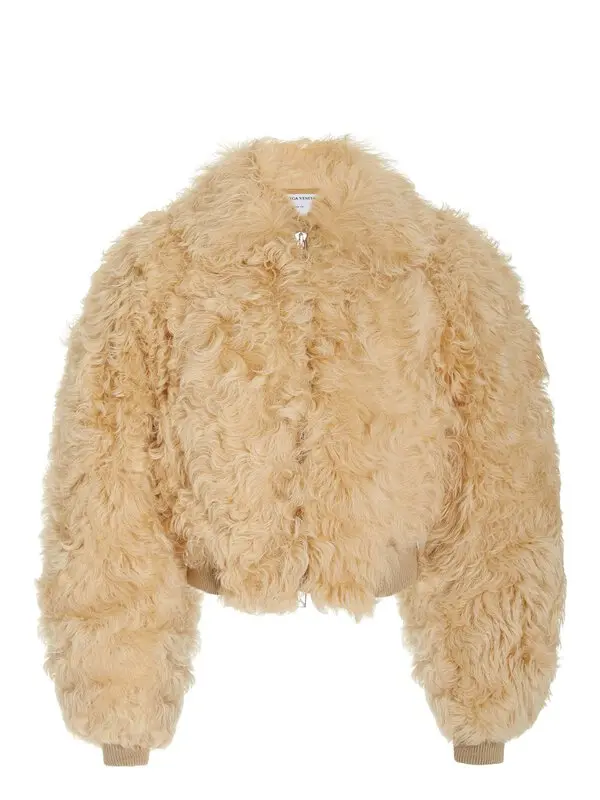 Bottega Veneta Shearling Bomber Jacket - Brown