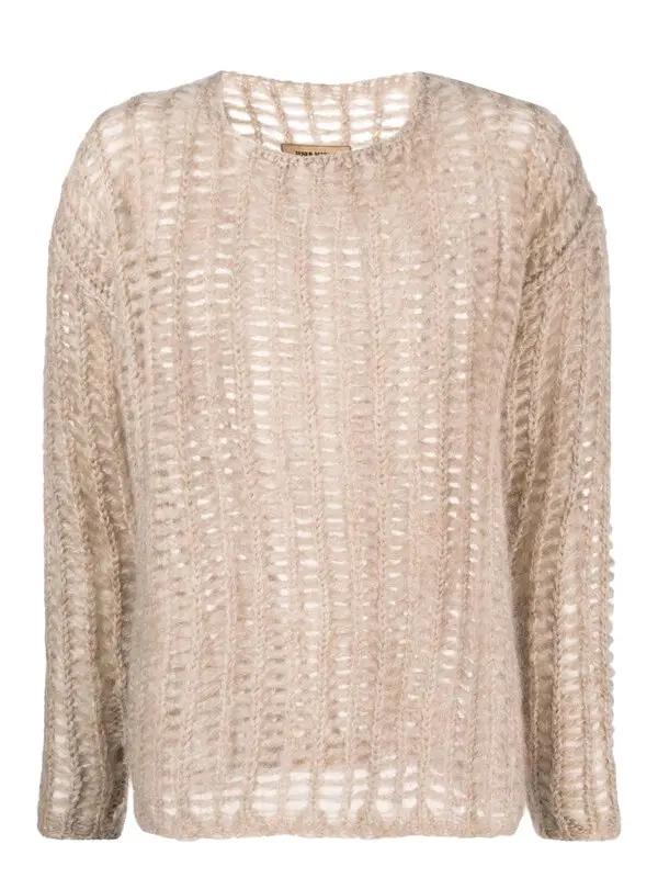 UMA WANG Open-knit Crew Neck Jumper - Neutrals