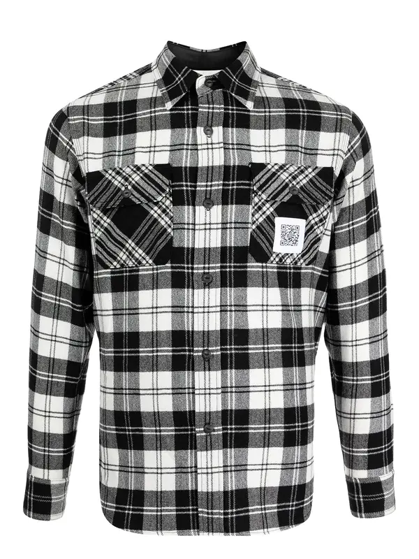 FUMITO GANRYU Pleated Flannel Shirt - Black