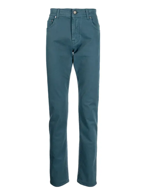 Corneliani High Waisted Tapered Trousers - Blue