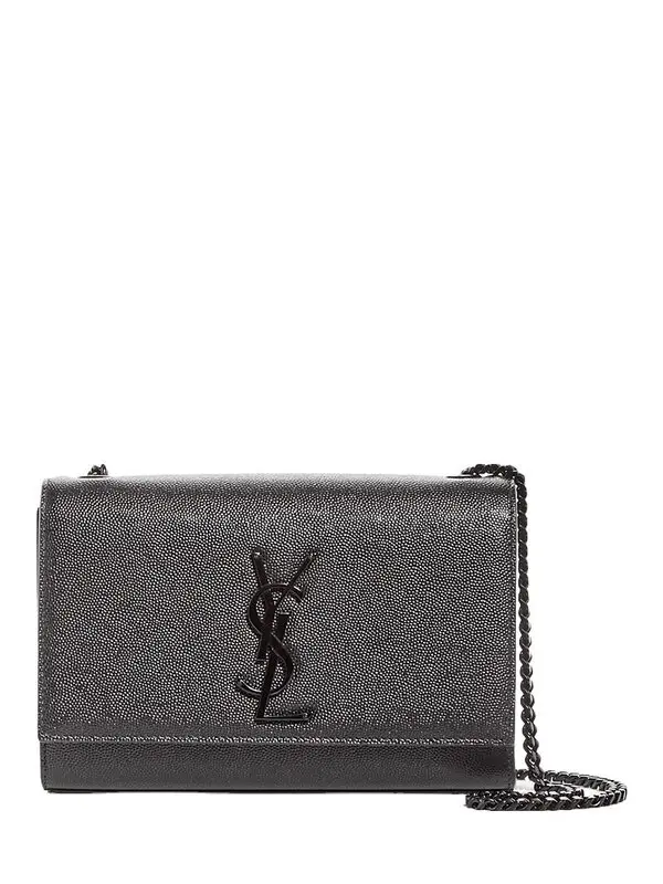 Saint Laurent Kate Patent Leather Shoulder Bag - Black Grain Leather/black