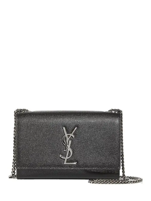 Saint Laurent Kate Patent Leather Shoulder Bag - Black Grain Leather/silver