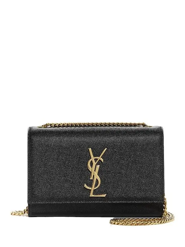 Saint Laurent Kate Patent Leather Shoulder Bag - Black Grain Leather/silver