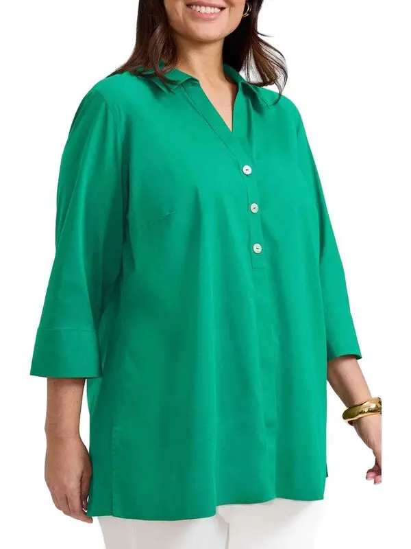Foxcroft Pamela Stretch Tunic Blouse - Kelly Green