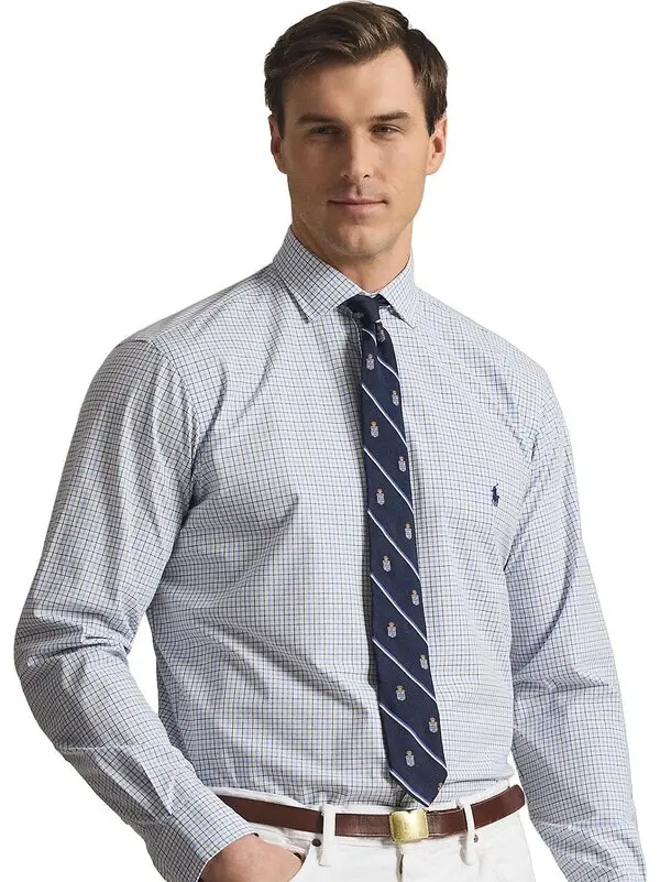 Ralph Lauren Plaid Stretch Poplin Shirt - White Blue Multi