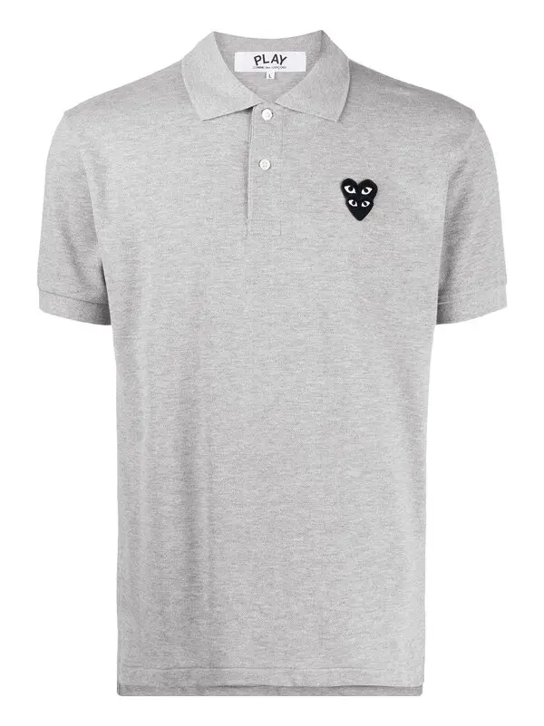 Play Comme Des Garcon Double Heart Polo Shirt - Grey