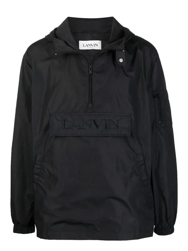 LANVIN Logo-embroidered Zip-front Windbreaker Jacket - Black