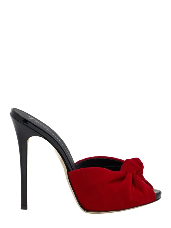 GIUSEPPE ZANOTTI Bridget 120mm Velvet Sandals - Red