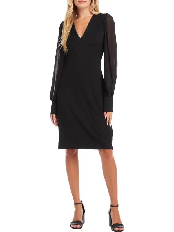 Karen Kane V-neck Long Sleeve Dress - Black